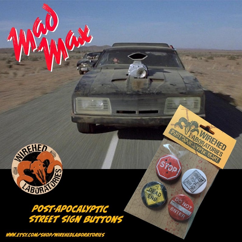 Post Apocalypse Street Signs 1.5 Button Set Mad Max | Etsy