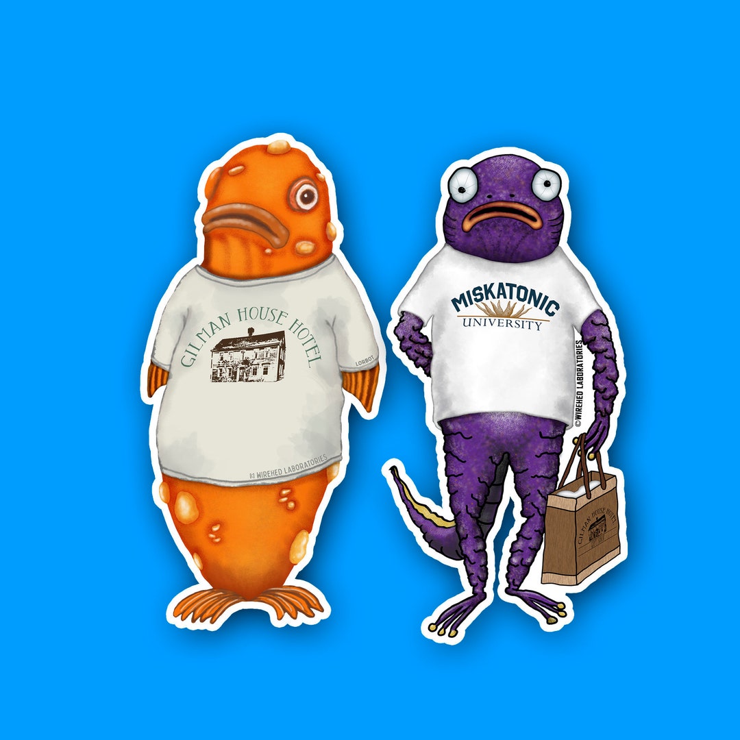 Deep Ones on Holiday Vinyl Stickers! Weird, Lovecraftian Fish People ...