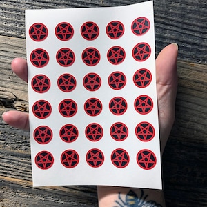 Red Pentagram Sticker Sheet! 1 Sheet of Thirty-five (35) 3/4" Vinyl ...