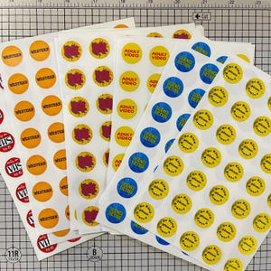 Retro Genre VHS | DVD Sticker Sheets! 1 Sheet of Thirty-five (35) 3/4 ...