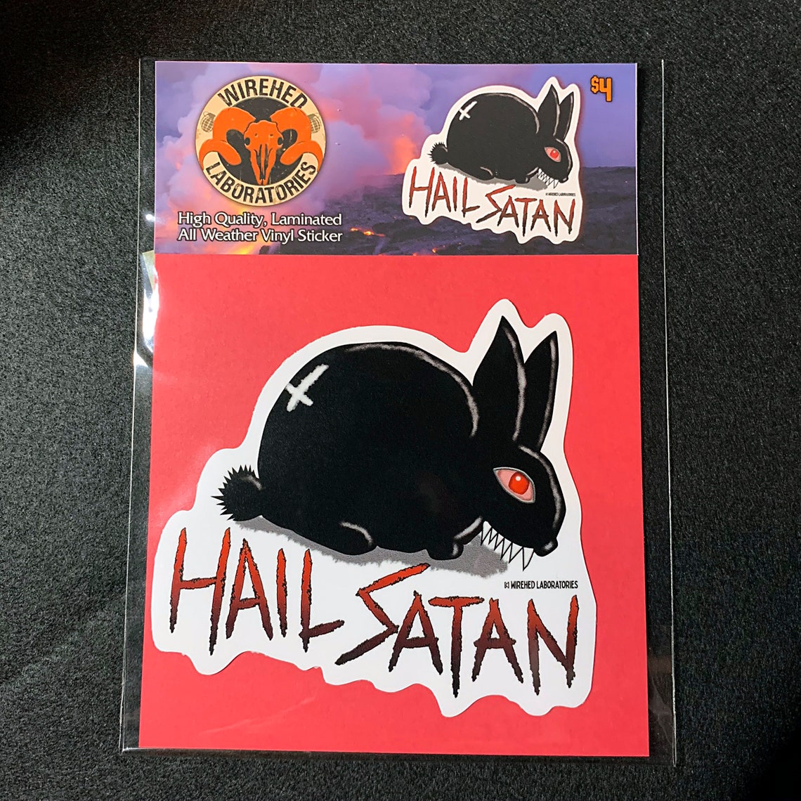 HAIL SATAN Bunny Vinyl Sticker! 4.5" All Weather, Laminated Decal! Cute ...