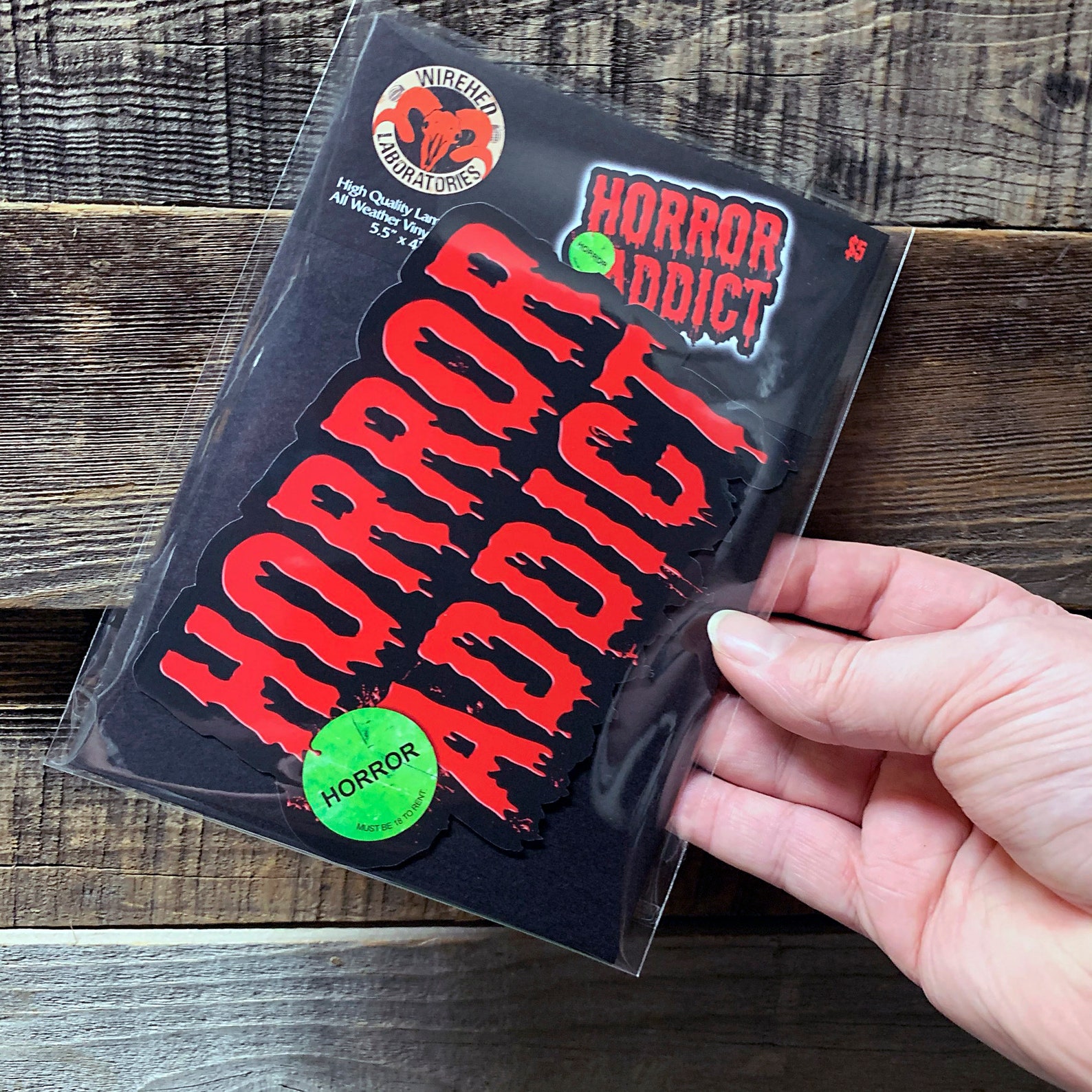 HORROR ADDICT Vinyl Sticker Large 5.5 Laminated | Etsy