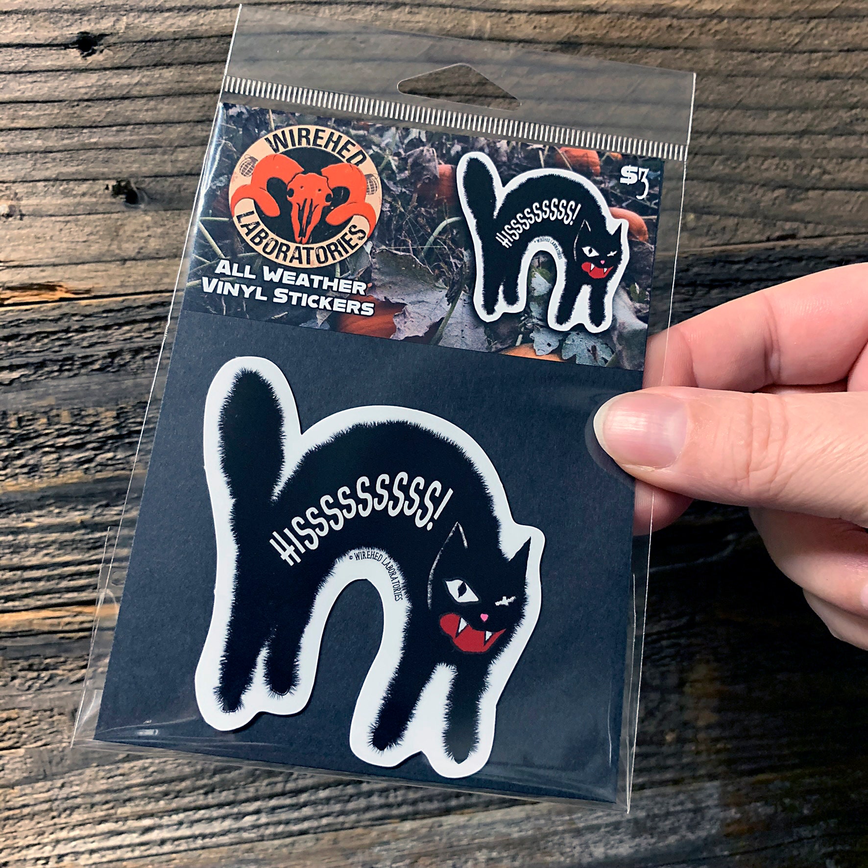 Hissing Black Cat Sticker! Spooked Goth Cat! 3" All Weather, Vinyl ...