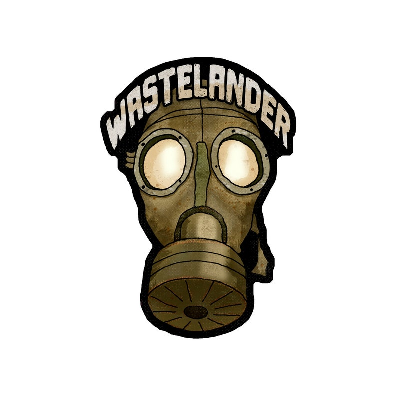 WASTELANDER Vinyl Sticker! All Weather Post Apocalypse Gas Mask Decal ...