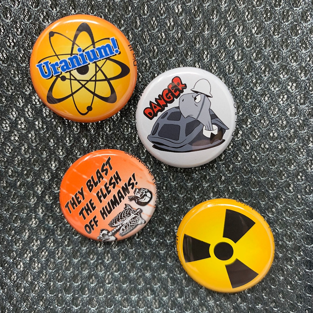 Atomic Fallout Buttons Small Pack of Four. Radiation Danger Uranium! 1 ...