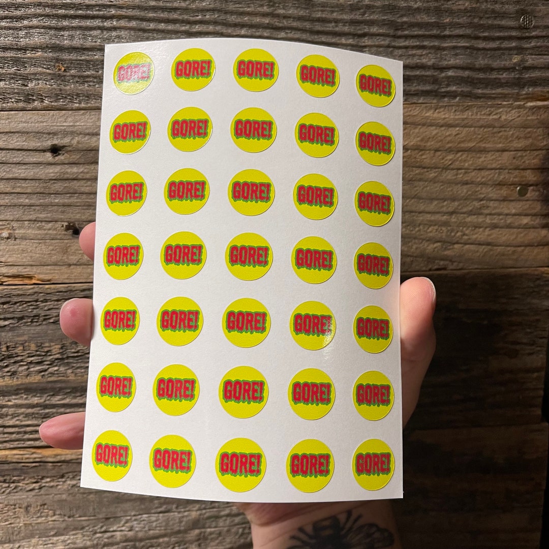 GORE! Section Sticker Sheet! 1 Sheet of Thirty-five (35) 3/4" Vinyl ...