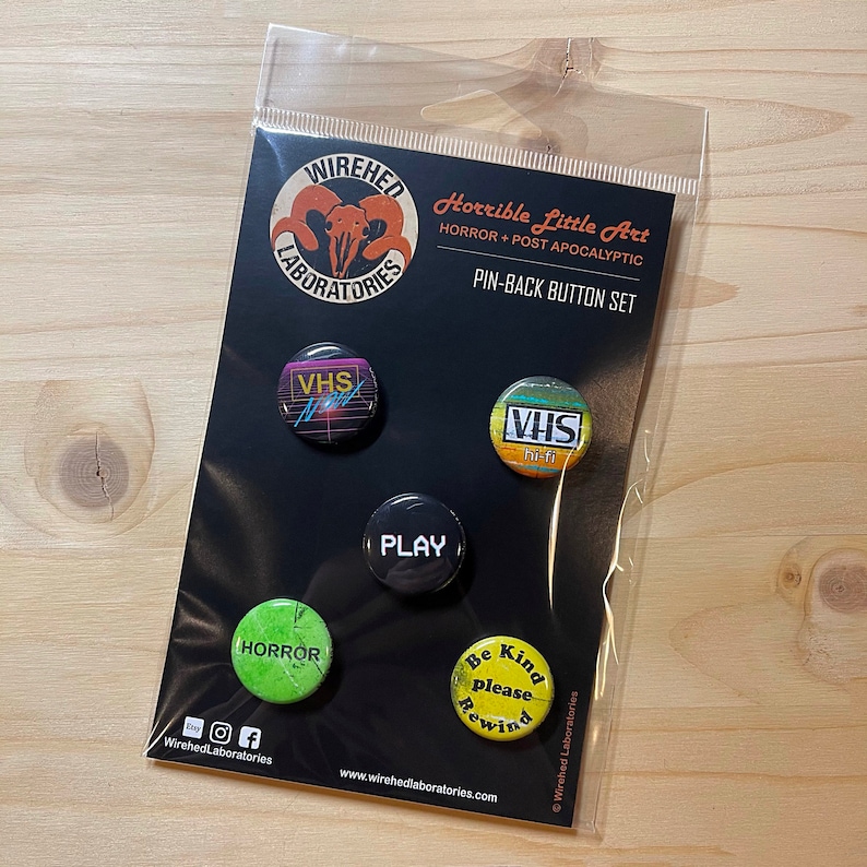 VHS Button Set Retro 80s Horror 1 Pin Gift Pack | Etsy
