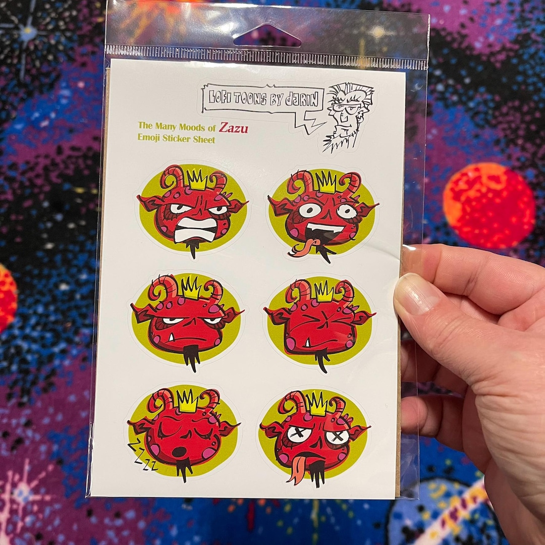Zazu the Demon Emoji Moods STICKER Sheet! SIX Fun Waterproof Vinyl ...