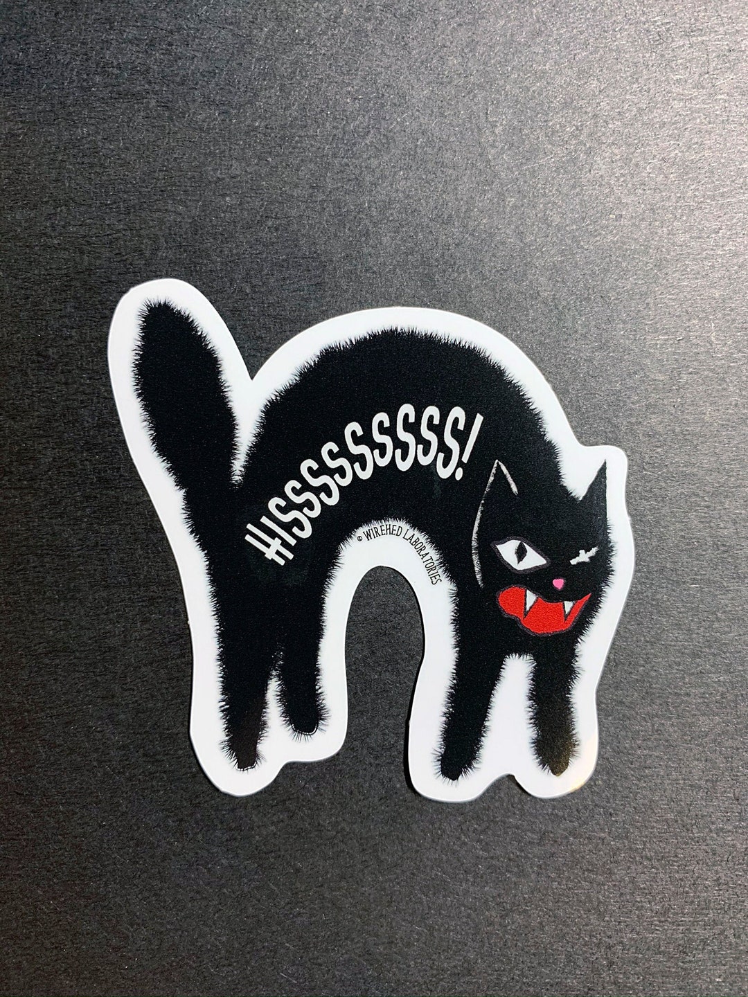 Hissing Black Cat Sticker! Spooked Goth Cat! 3" All Weather, Vinyl ...