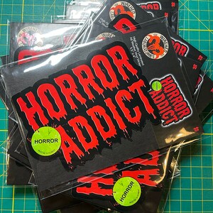 HORROR ADDICT Vinyl Sticker! Large 5.5" Laminated, Weather Proof Horror ...