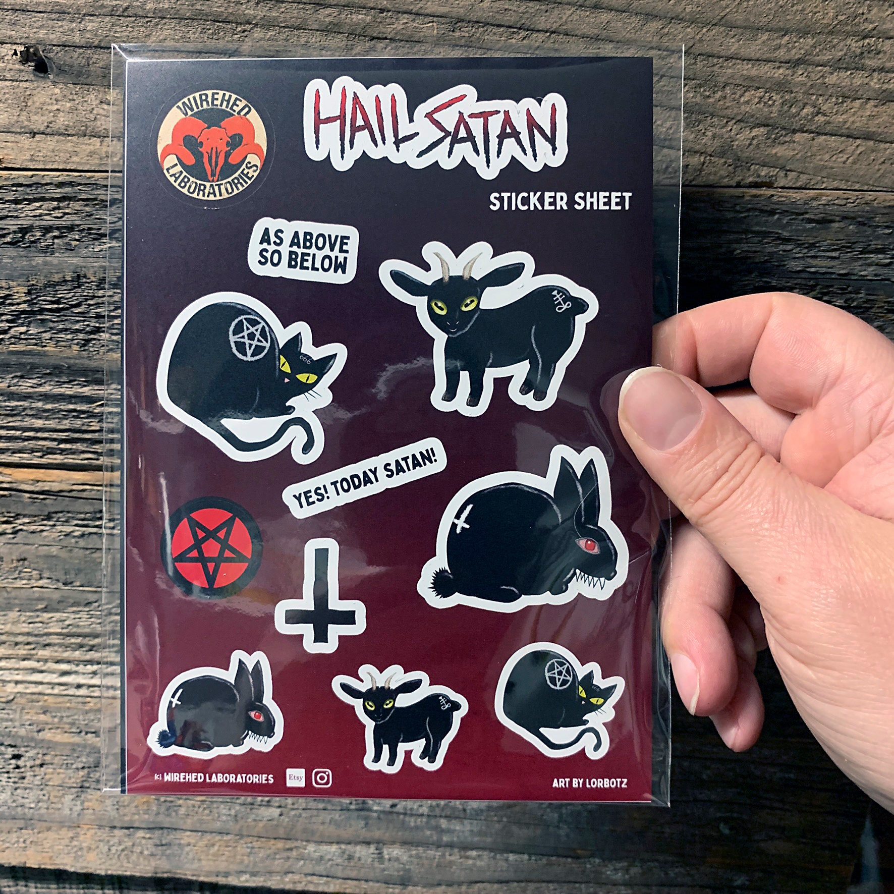 Hail Satan Vinyl Sticker Sheet Waterproof 5x7 Cat | Etsy
