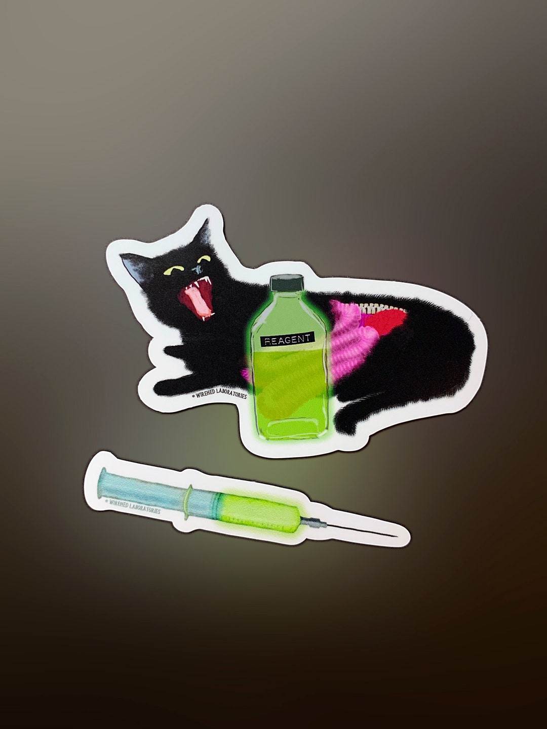 Re-animator Cat With Reagent Stickers! H.P. Lovecraft Inspired Horror ...