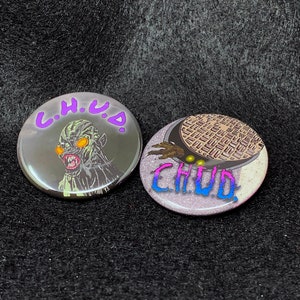 C.H.U.D. Horror Movie Buttons! TWO 1.5" CHUD Pins. Cult Classic, 80s ...