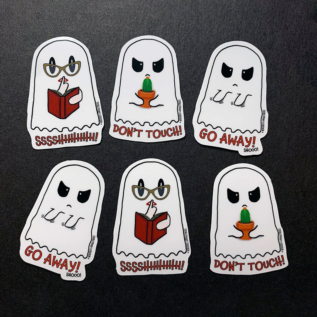 Ghost Stickers! Bag of EIGHT Angry 2" Vinyl Ghost Decals! Water Proof ...
