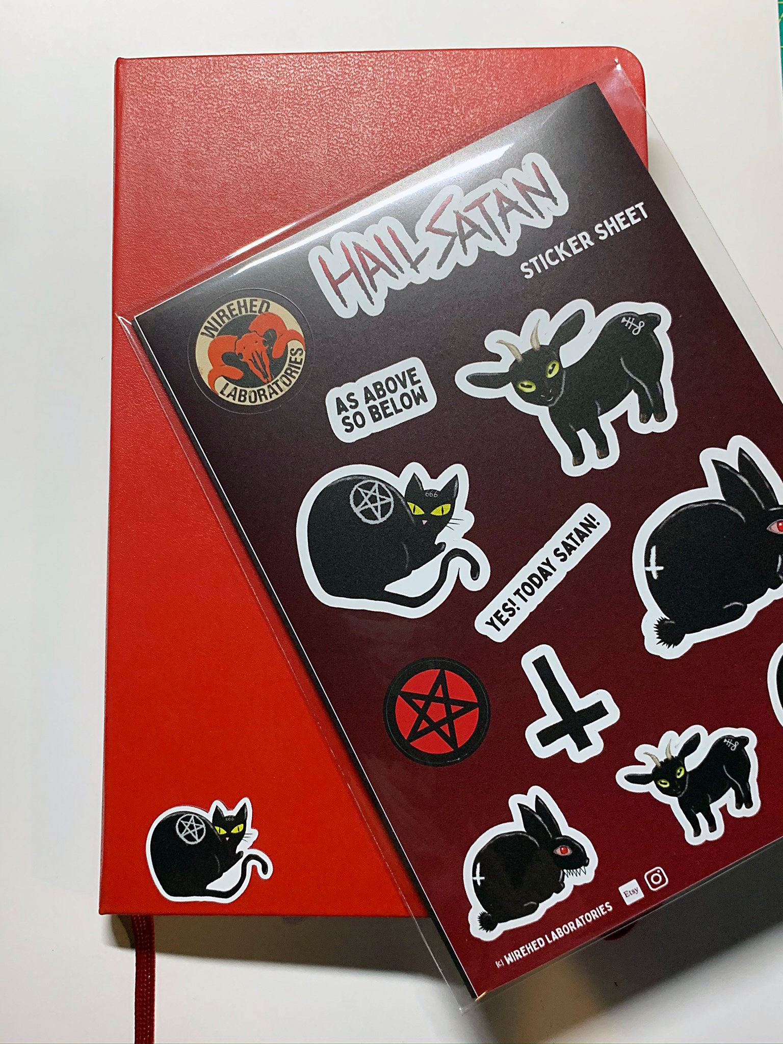 Hail Satan Vinyl Sticker Sheet Waterproof 5x7 Cat | Etsy