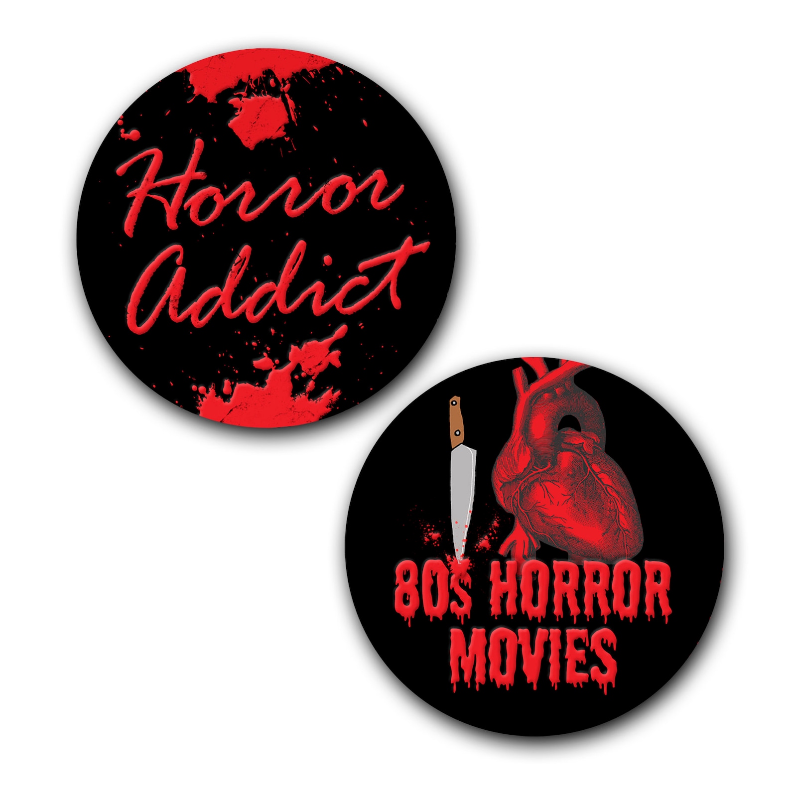 Horror Addict & I Heart 80s Horror Movies 1" Buttons! for Your Dark ...