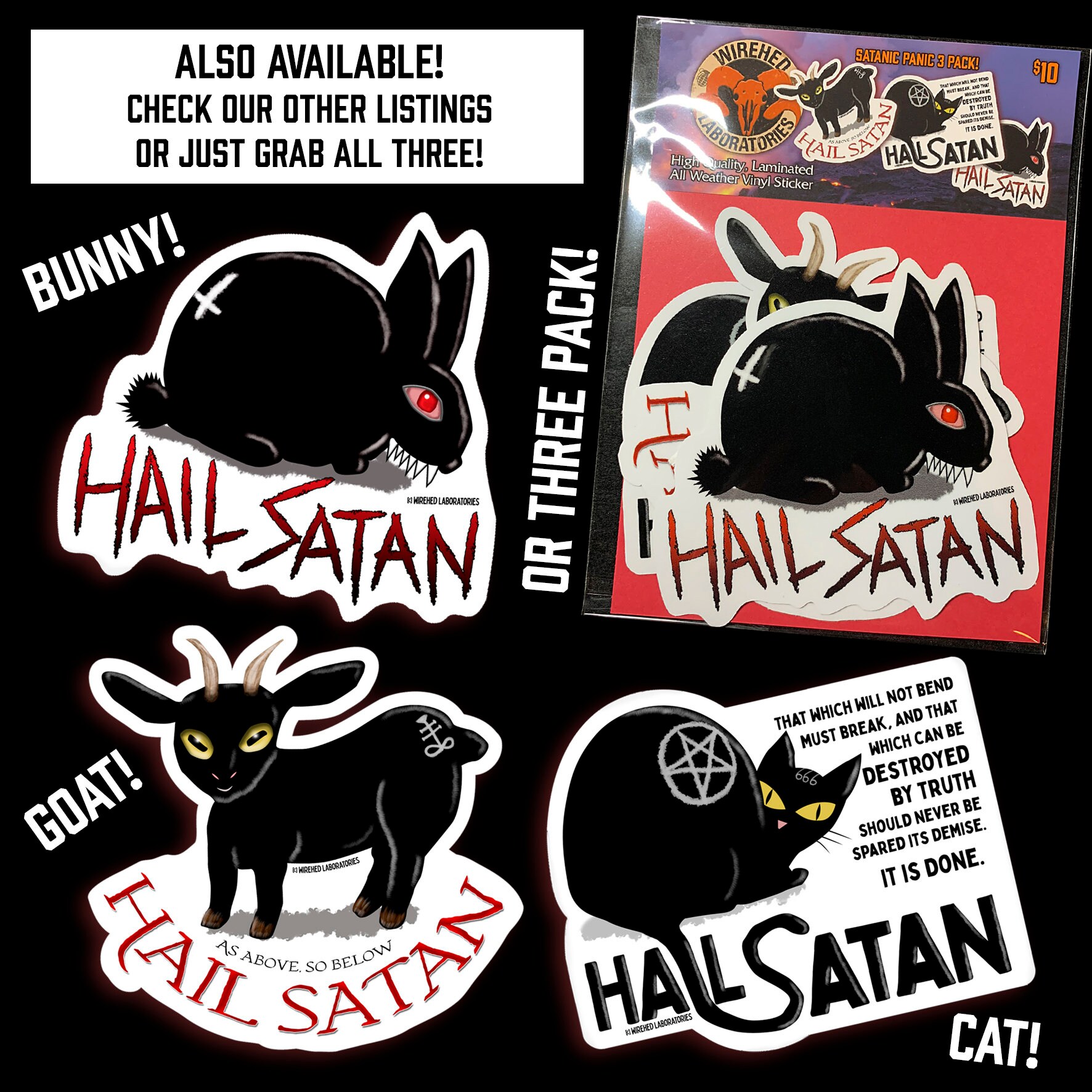 HAIL SATAN Goat Vinyl Sticker 4.5 All Weather | Etsy