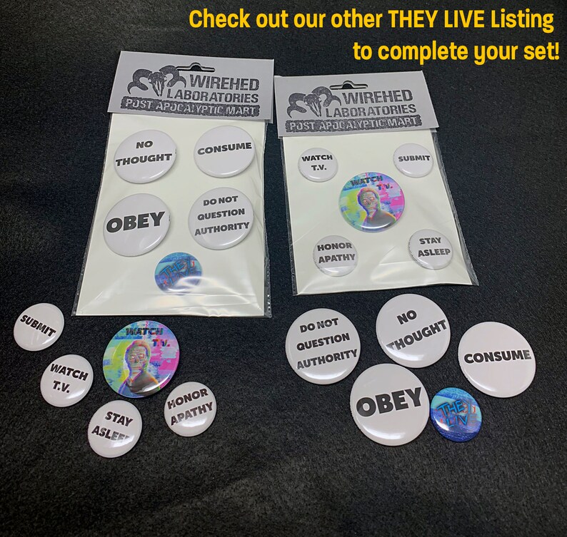 THEY LIVE 1" Button Set. Five Pins Inspired by the Movie: Watch T.V ...