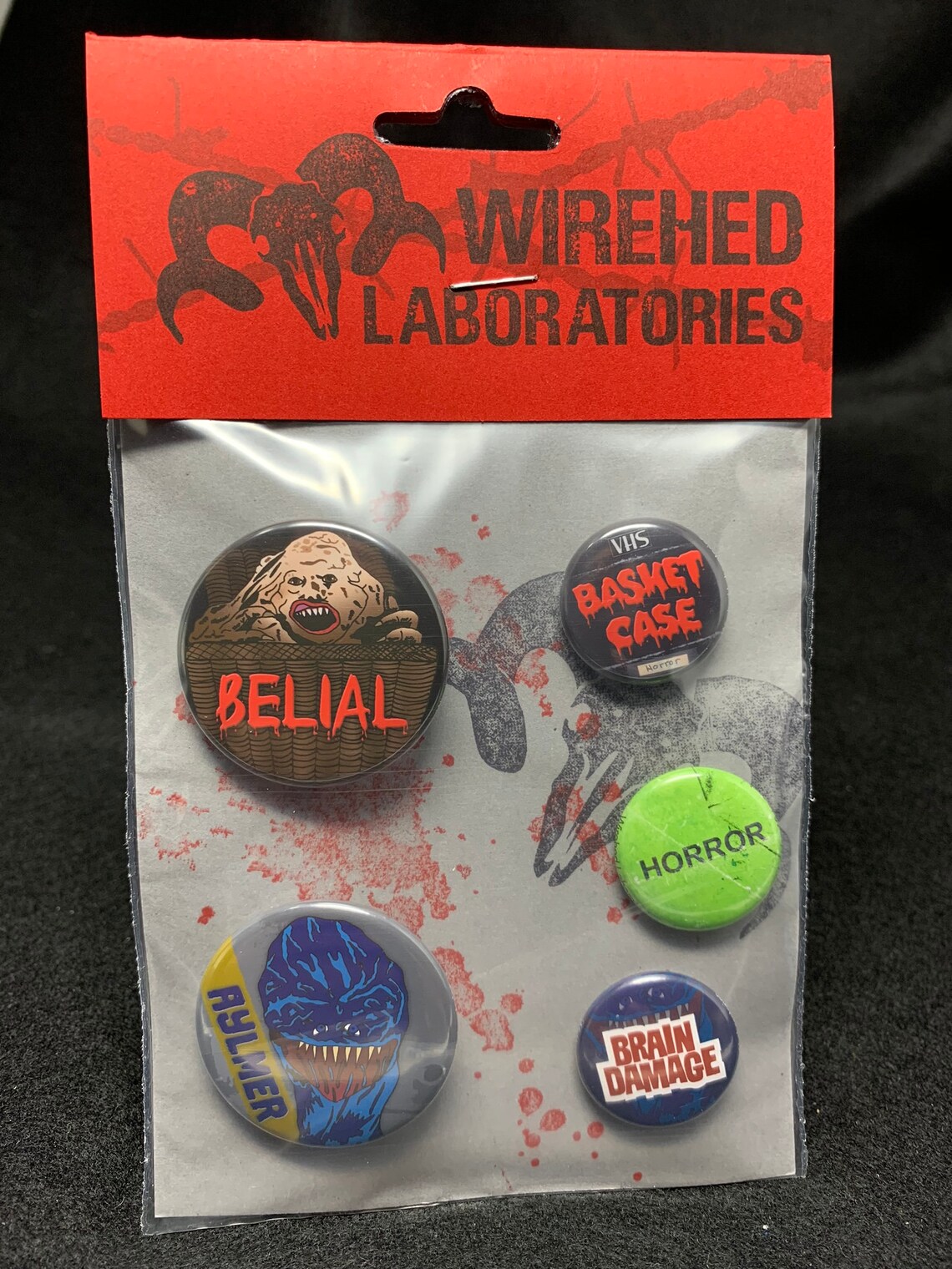 Brain Damage & Basket Case horror movie pinback button set. 5 | Etsy