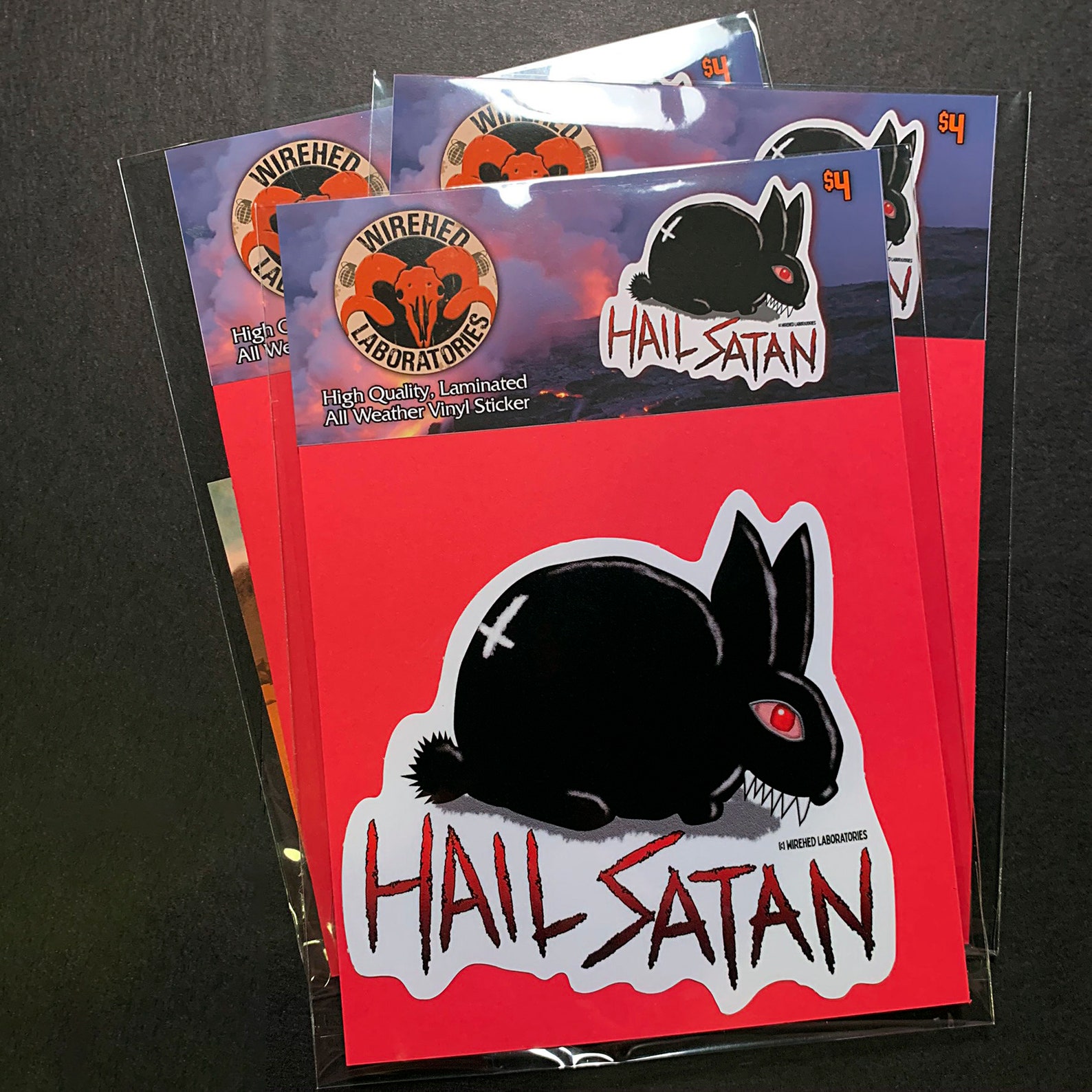 HAIL SATAN Bunny Vinyl Sticker! 4.5" All Weather, Laminated Decal! Cute ...