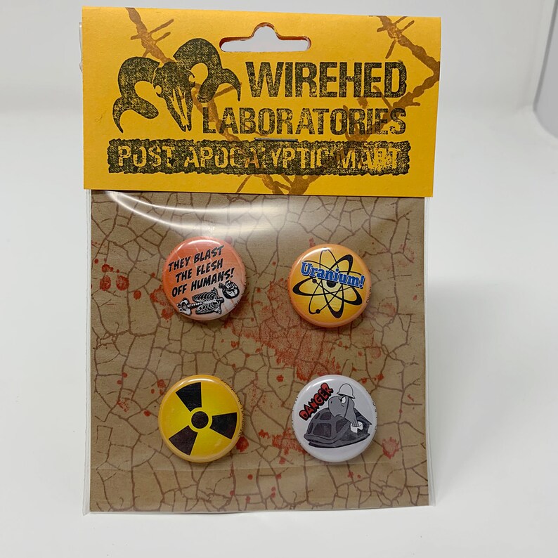 Atomic Fallout Buttons Small Pack of Four. Radiation Danger | Etsy