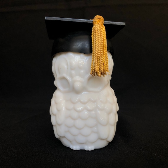 Milk Glass Owl Graduate Vintage Avon Bottle Decanter | Etsy