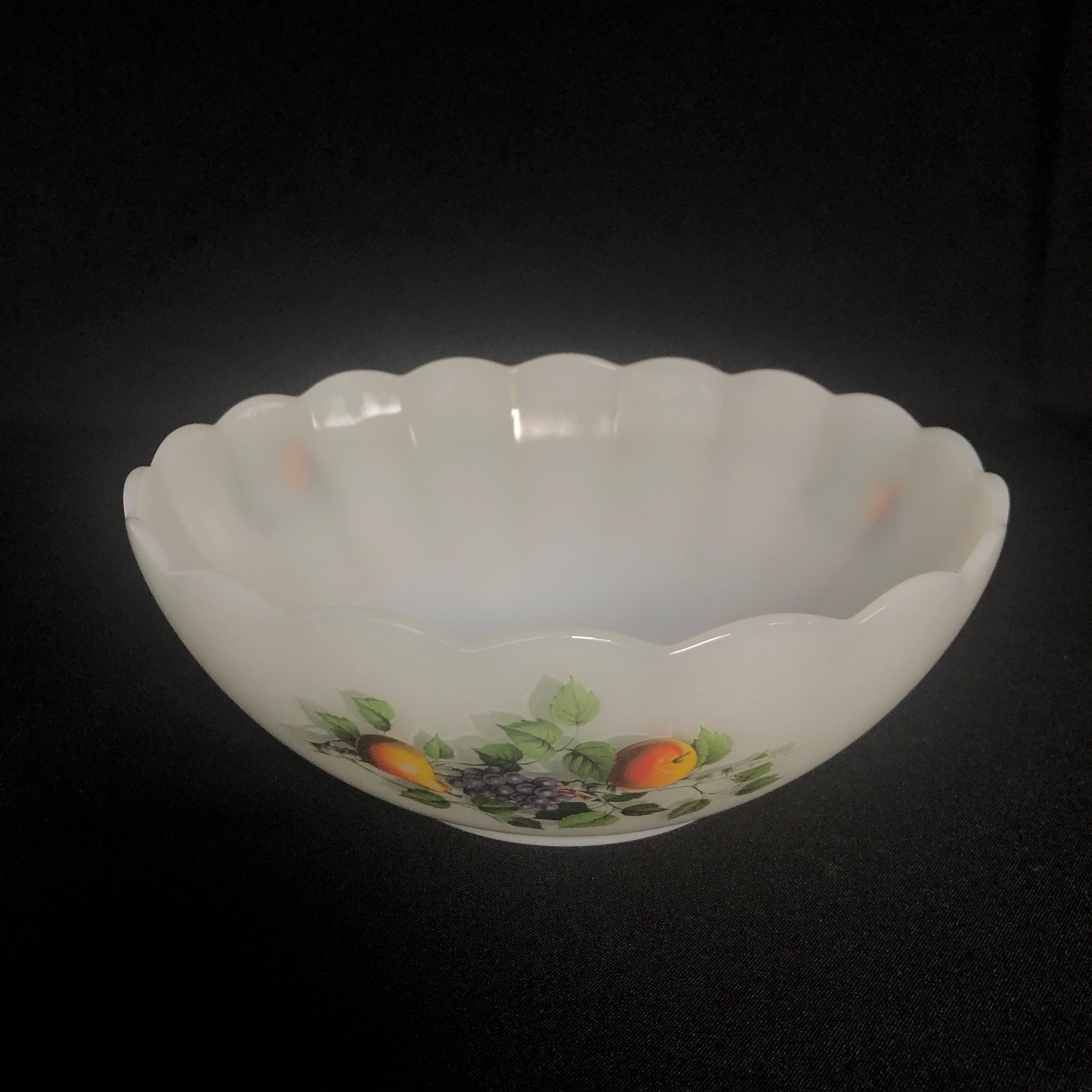 Vintage Medium Arcopal Fruits de France MilkGlass Bowl with Fruit ...