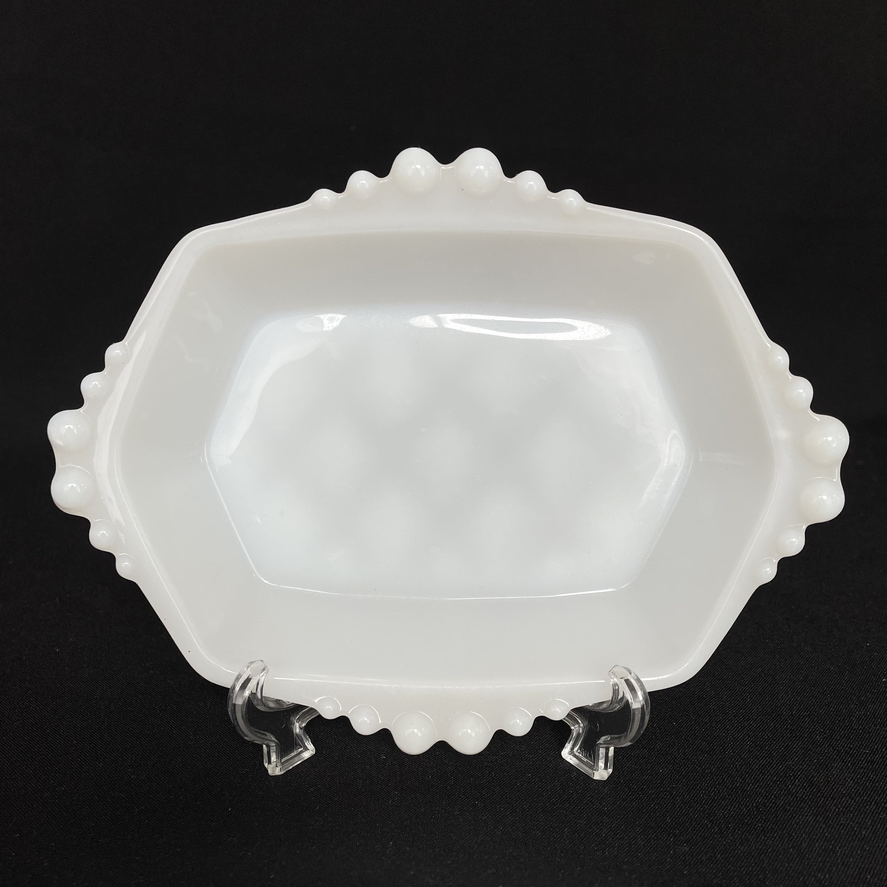 RARE - Vintage Milkglass Rectangular Tab Handle Plate Tray Bowl Dish ...