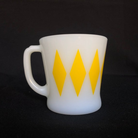 RARE Vintage YELLOW Diamond / Harlequin Milk Glass 8oz Mug | Etsy