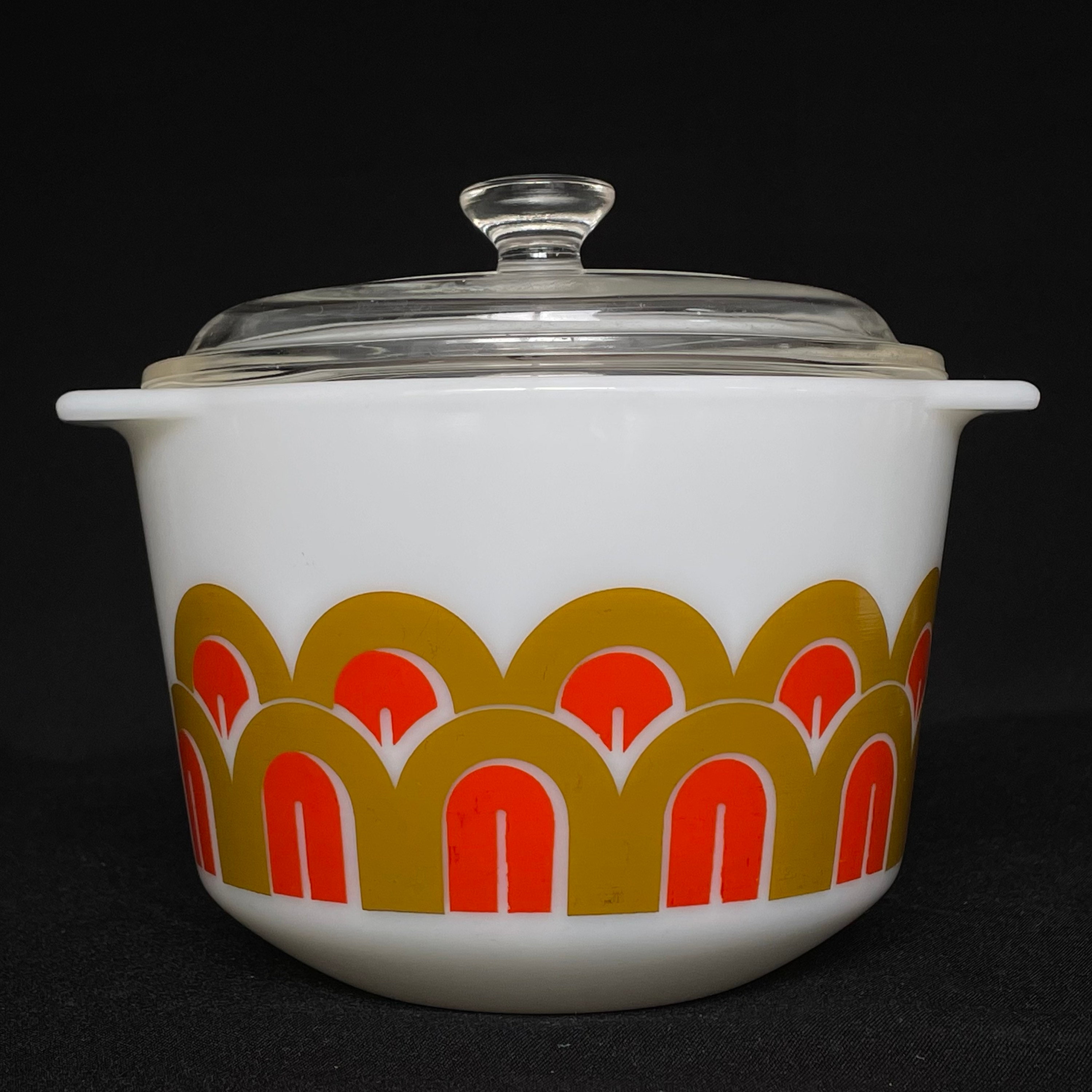 RARE Vintage PYREX Red & Gold Arches 1.5qt Casserole Dish With - Etsy