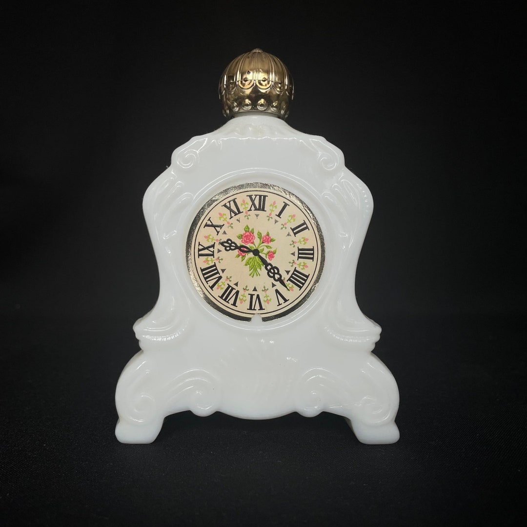 Vintage Milkglass Mantle Clock-shaped Bottle Decanter by Avon - Milk ...