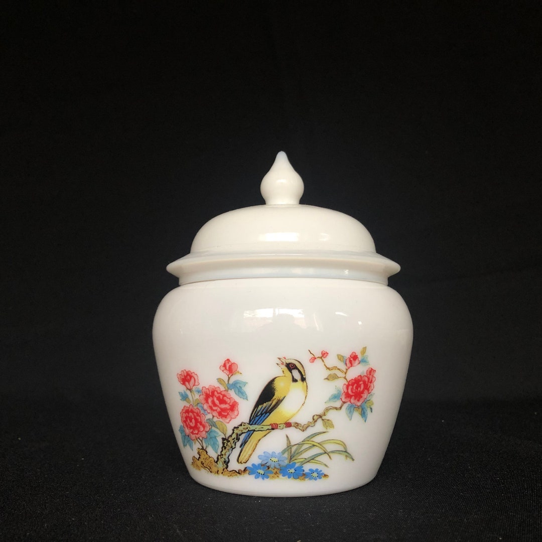 Vintage Avon Dynasty Collection Song Bird Milkglass Ginger Jar C1970’s ...