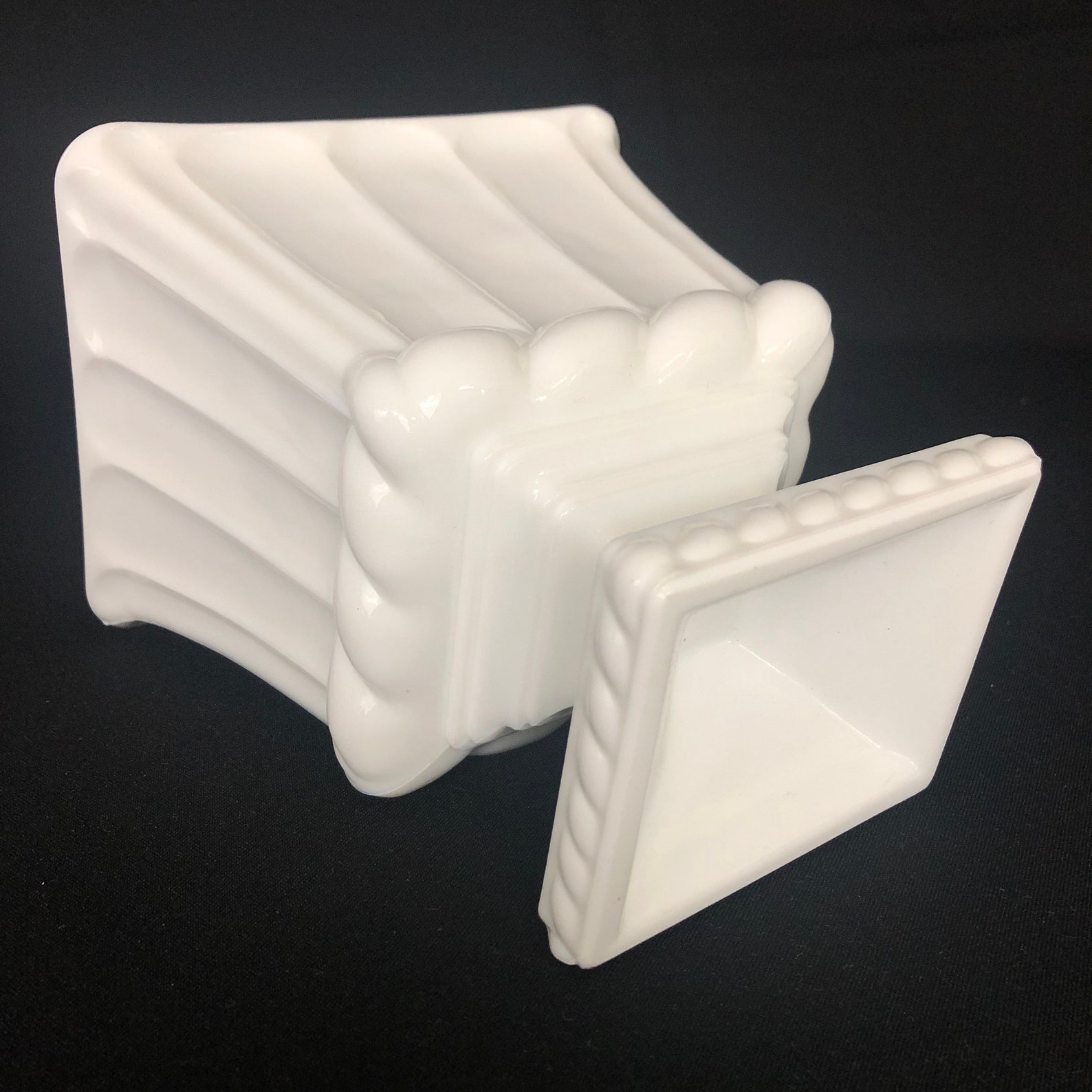 Vintage Milk Glass Rectangular Panelled Pedestal Planter with | Etsy