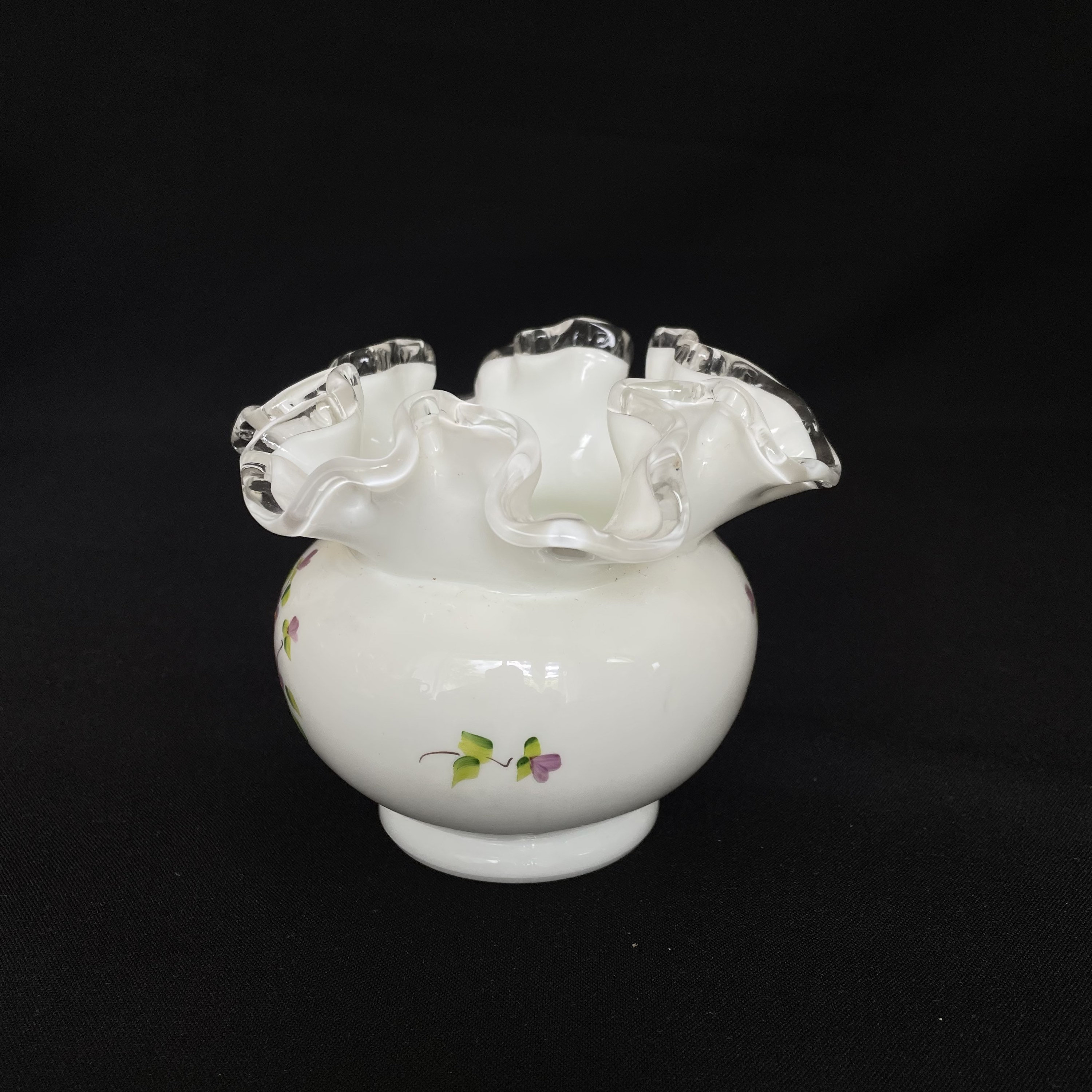 Vintage Silvercrest Unmarked Fenton Hand Painted & Signed Opaque White ...