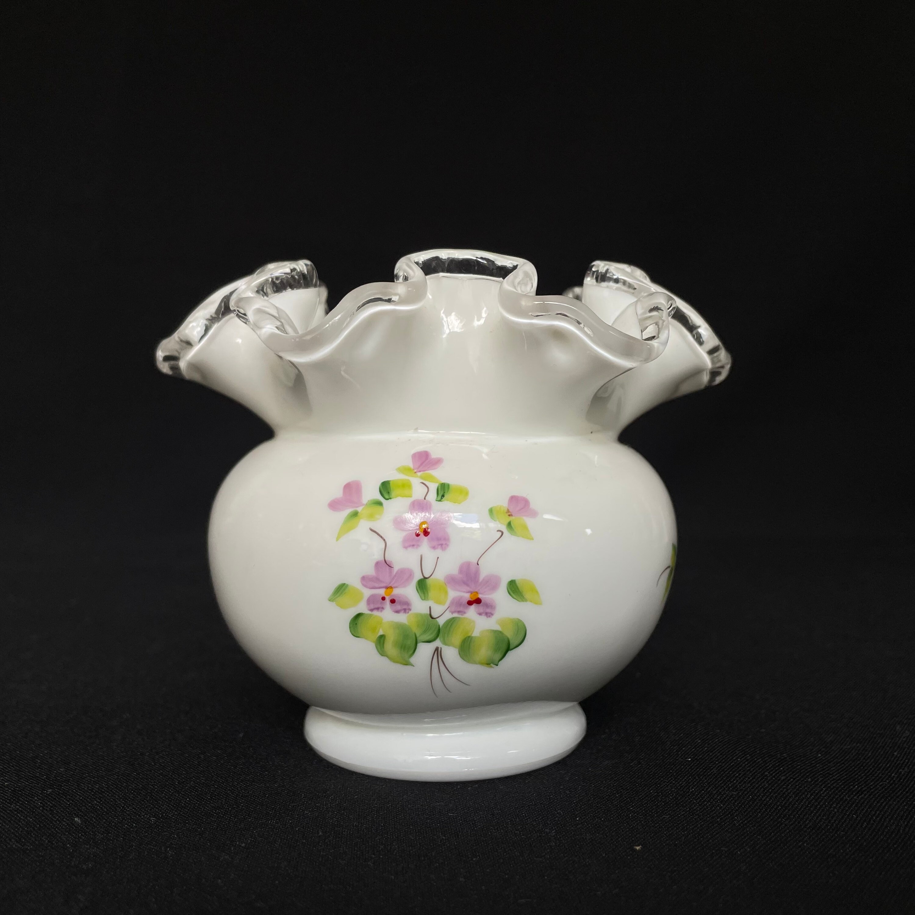 Vintage Silvercrest Unmarked Fenton Hand Painted & Signed Opaque White ...