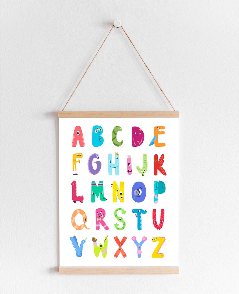 Alphabet Poster, Printable Wall Art, Kids Room Wall Art, Nursery Prints ...