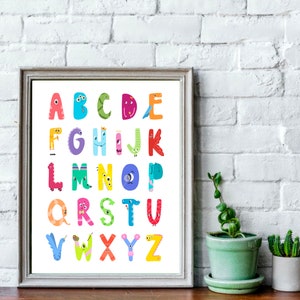 Alphabet Poster, Printable Wall Art, Kids Room Wall Art, Nursery Prints ...