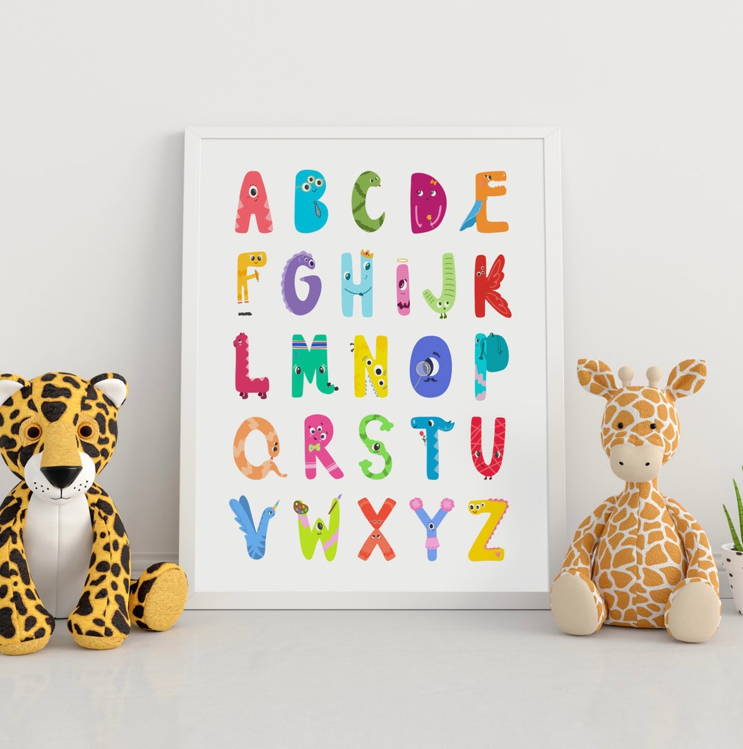 Póster del alfabeto, arte mural imprimible, arte mural de la habitación ...