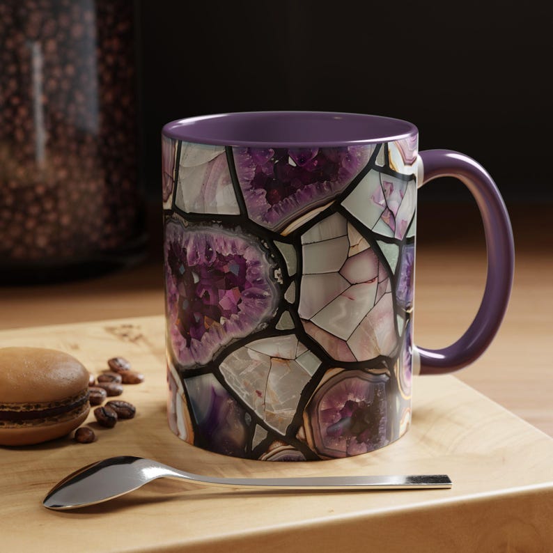 Amethyst Crystal Coffee Mug, Quality Purple Geode Tea Mug, Natural Rock ...