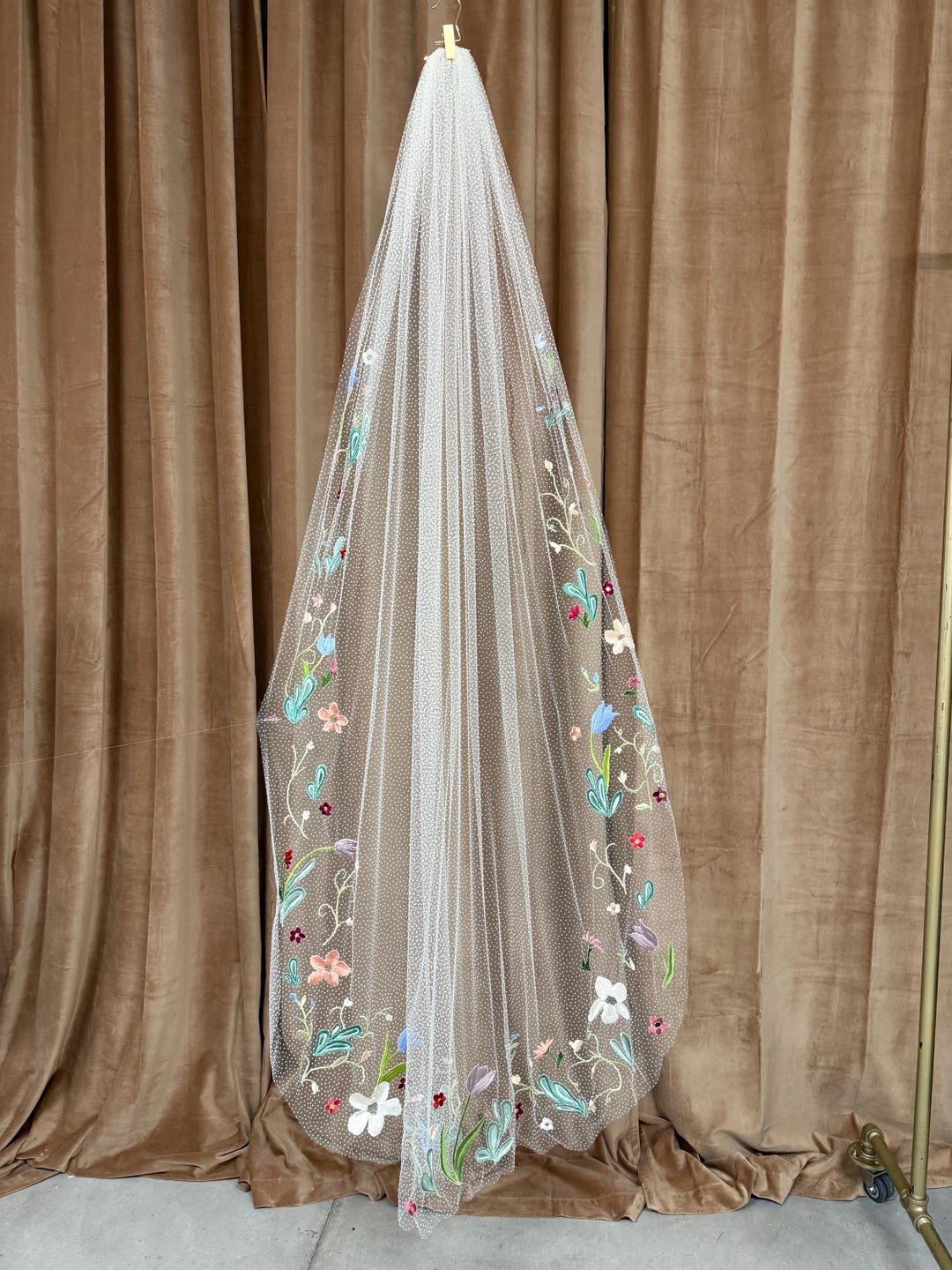 Flocked French Tulle, Multicolor Floral Edge - Etsy