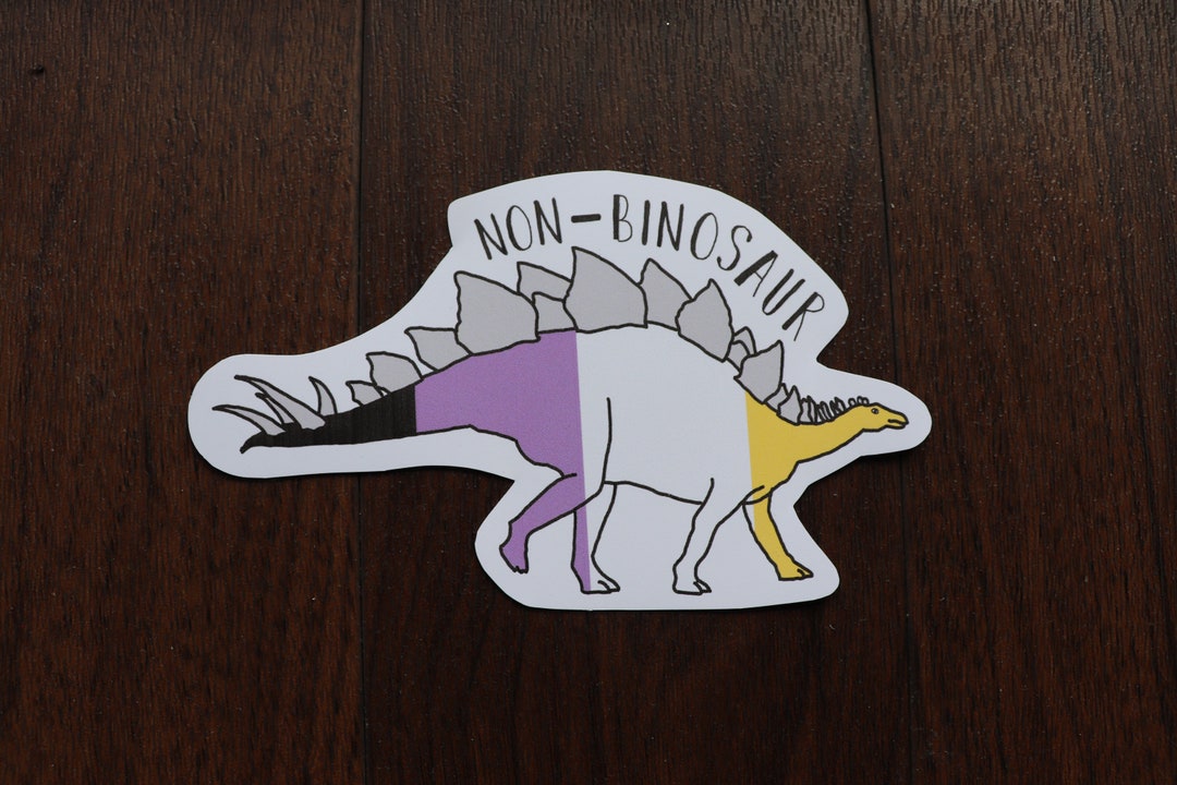Non-binosaur Sticker // Non-binary Stegosaurus - Etsy