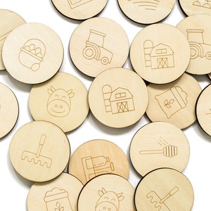 Wooden Memory Match Game, Engraved Set of 20 Farm House Edition ...