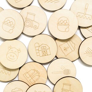Wooden Memory Match Game, Engraved Set of 20 Farm House Edition ...