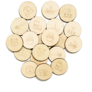 Wooden Memory Match Game, Engraved Set of 20 Farm House Edition ...