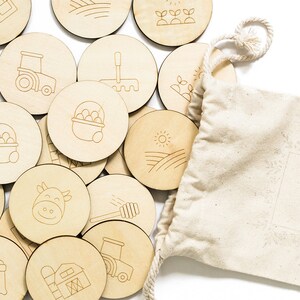 Wooden Memory Match Game, Engraved Set of 20 Farm House Edition ...