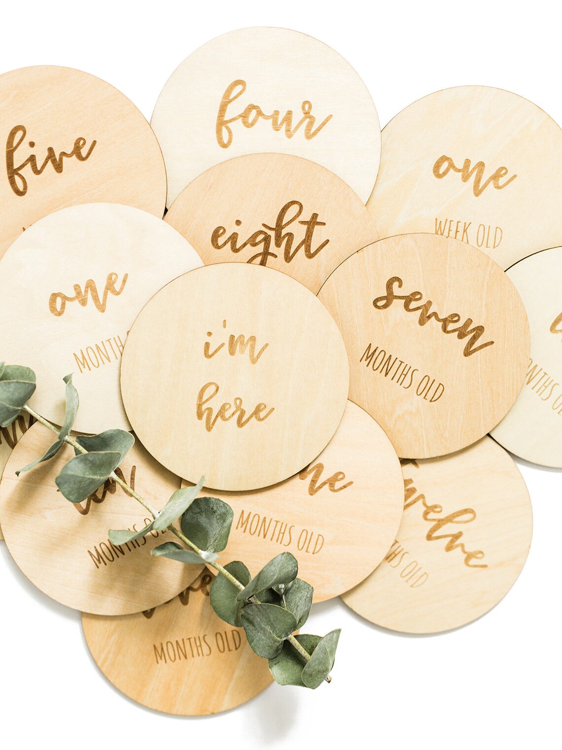 Engraved Baby Monthly Milestone Plaques Set of 14 Wooden | Etsy