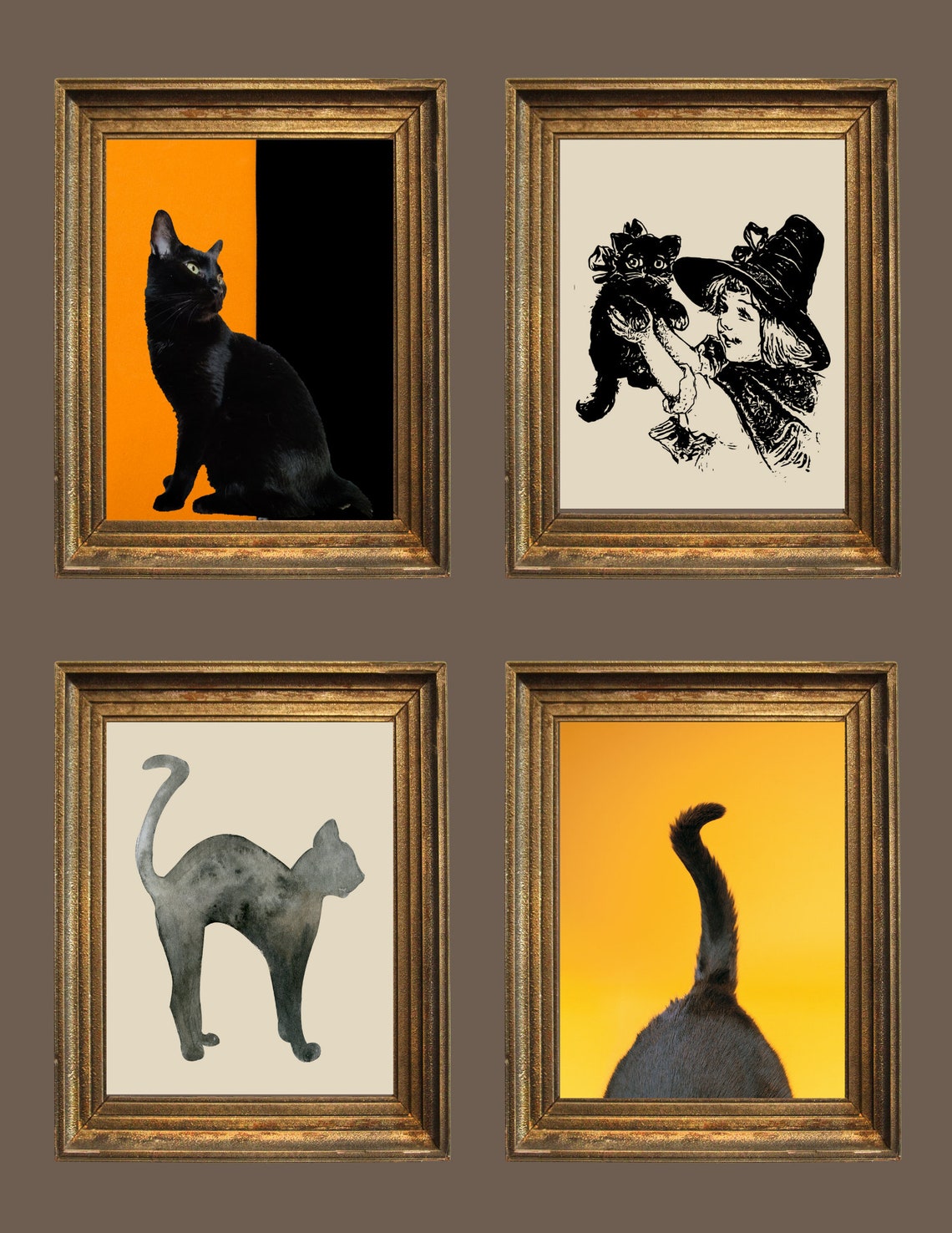 Printable Halloween Black Cat Themed Wall Prints-digital DOWNLOAD - Etsy