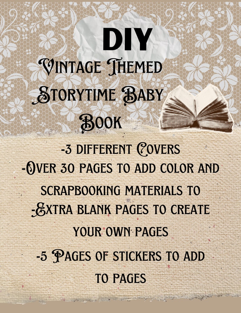 DIY Vintage Storytime Baby Bookprintable/digital Download/memory Baby ...