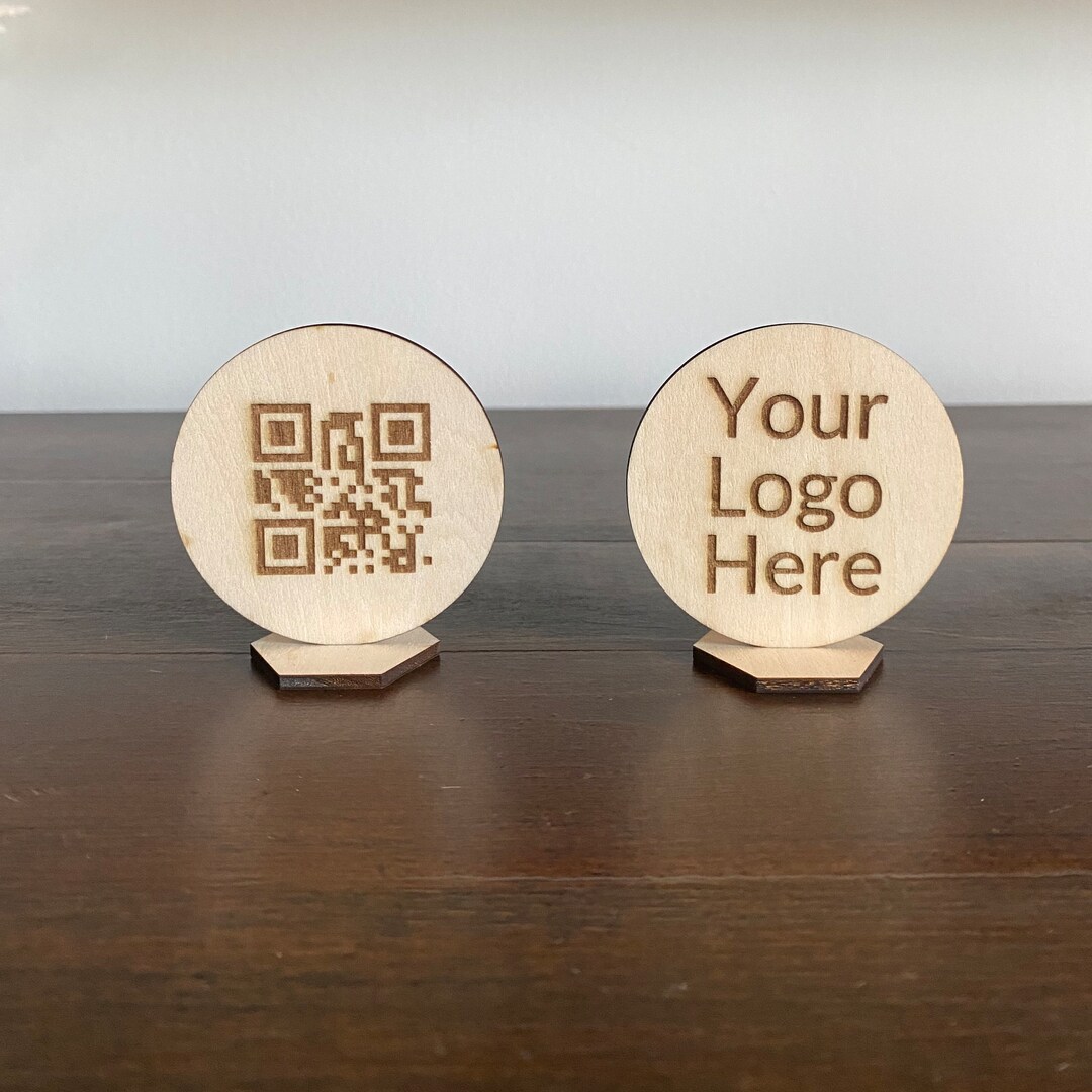 Custom Engraved Wooden Tokens With QR Code and Logo for Your Business ...