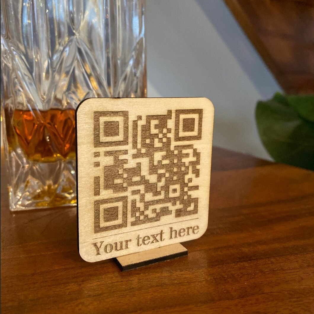 Personalized Wood QR Code: Engraved Sign | Your Website Link & Custom Message for Businesses - Etsy